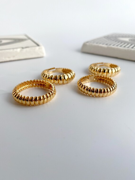 Gold Chunky Twist Rope Ring Croissant Dome Bubble Ring | Etsy