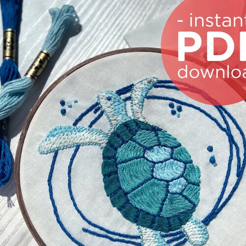 Sea Turtle & Coral Reef Fish Embroidery Pattern PDF for - Etsy