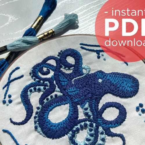 DIY Octopus Embroidery Pattern Modern Hand Embroidery PDF - Etsy