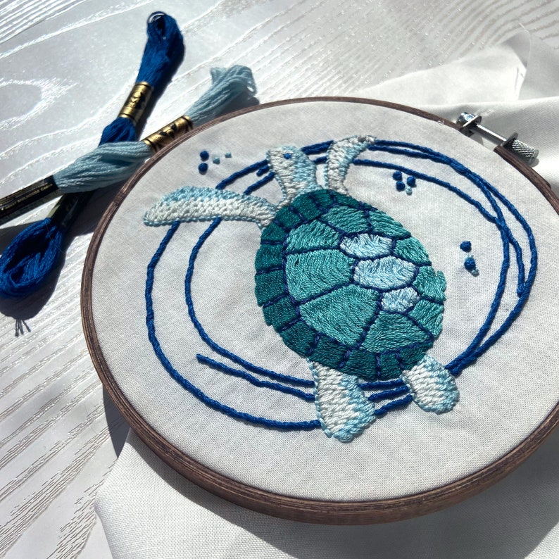 DIY Turtle Embroidery Hoop Guide: 6-inch Hand Stitched Art Pattern PDF ...