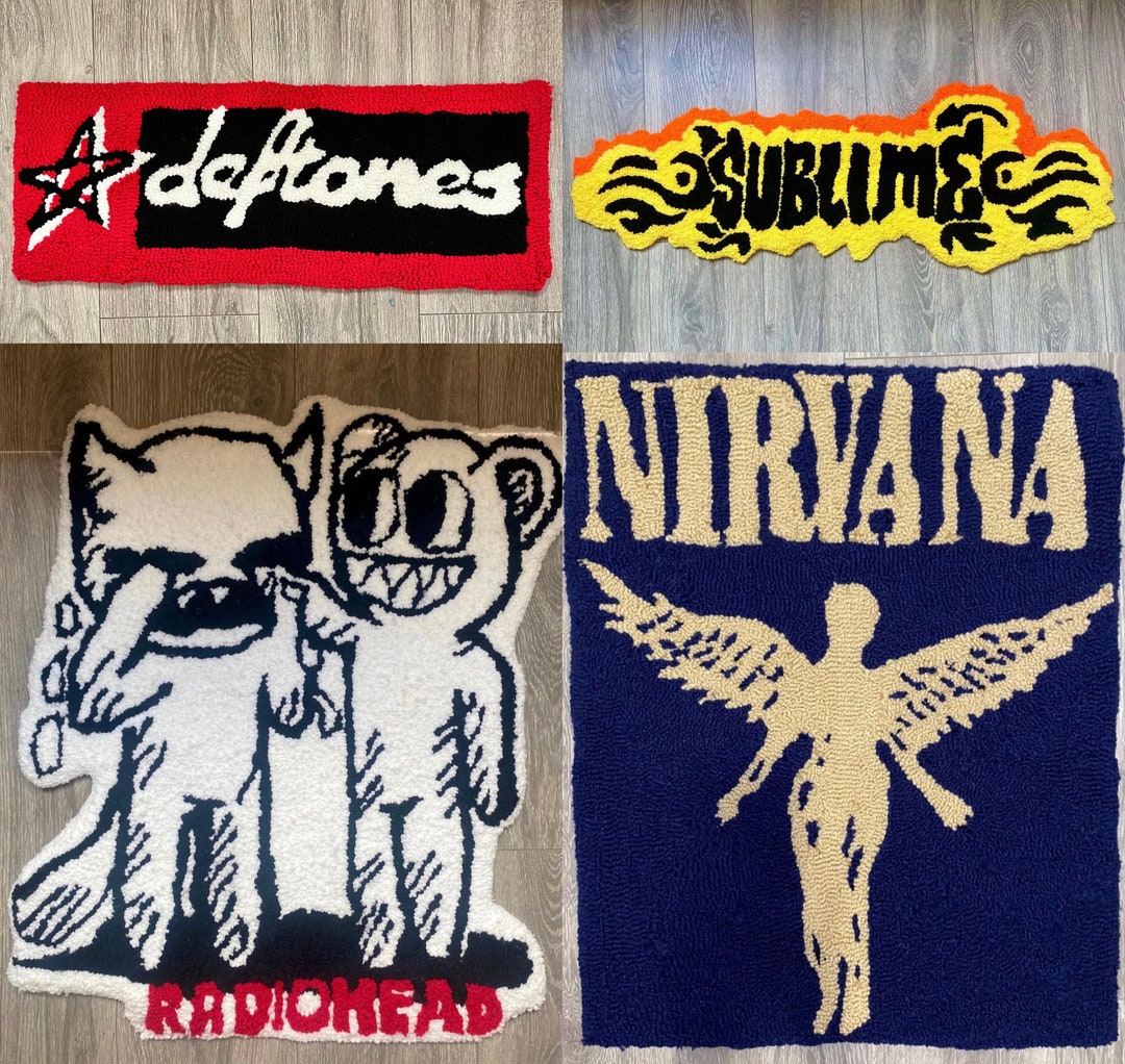 Rock Band Rugs- Deftones, Radio Head, Nirvana, Sublime - Etsy