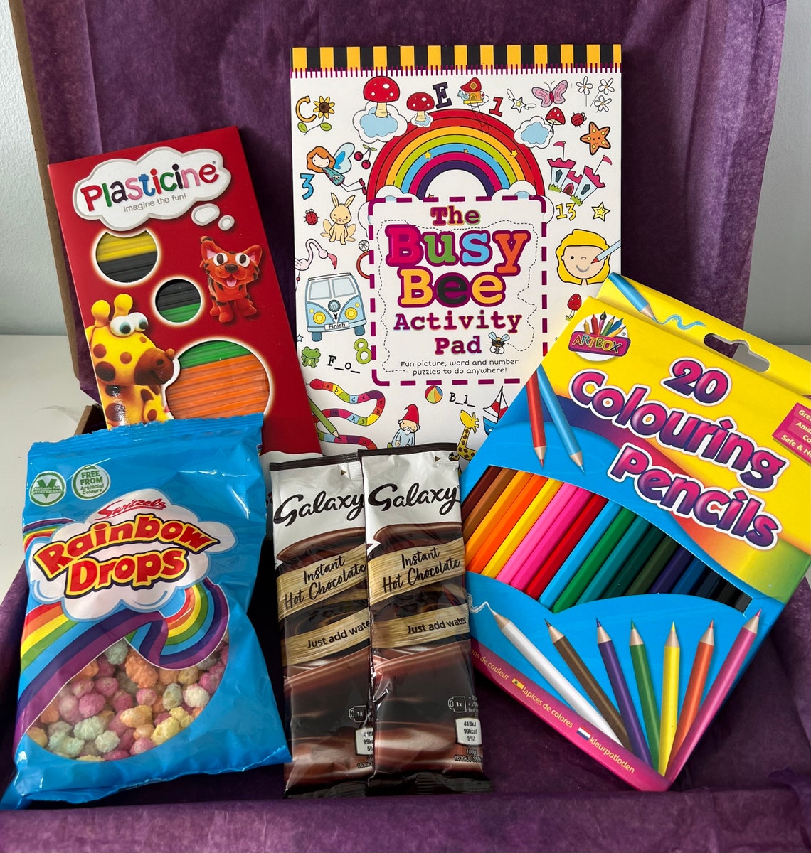 CHILDS DISTRACTION BOX Activity Pack Hospital Gift Get Well Soon Travel ...