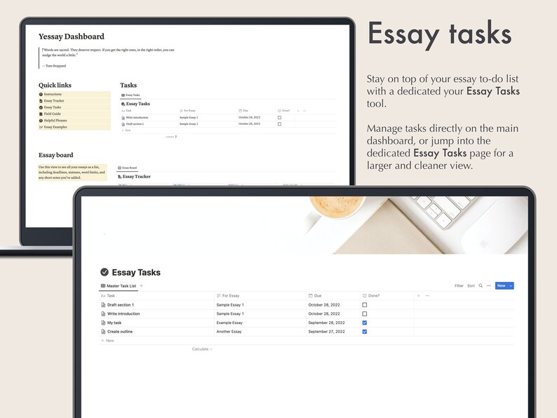All-in-one Student Essay Dashboard (notion Template) – Digital Essay Writer, Tracker, Manager ...