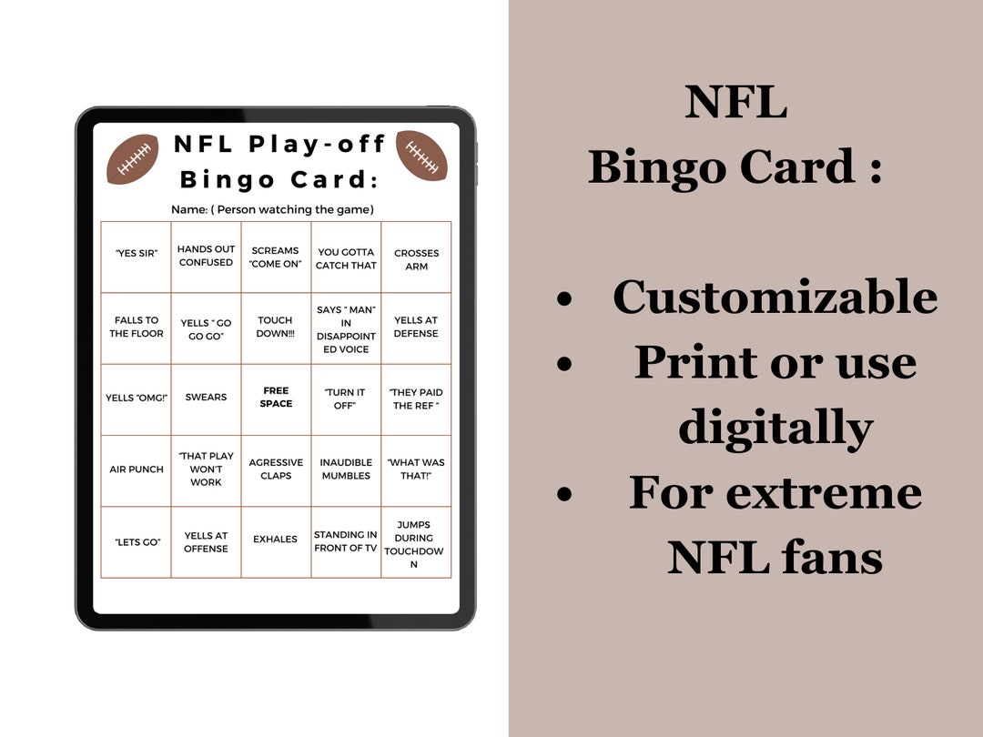 Customizable NFL Bingo Card - Etsy