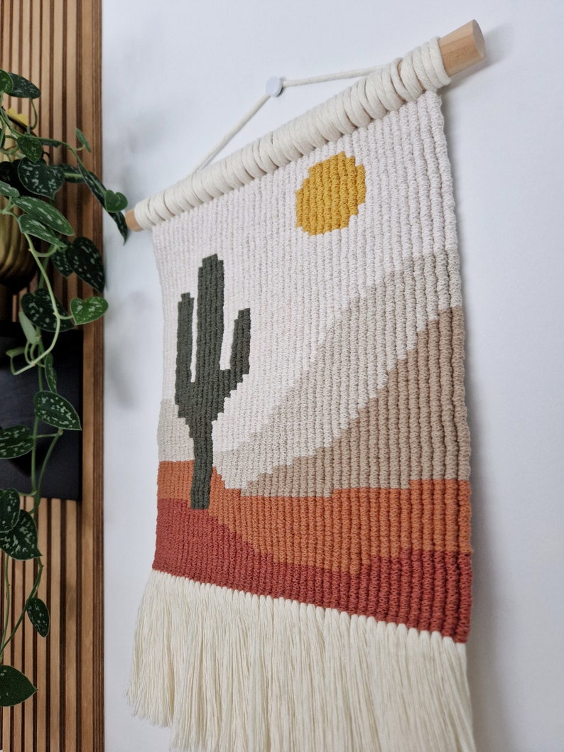 Cactus/desert Landscape 2 | Macrame Pixel Art Wallhanging - Etsy