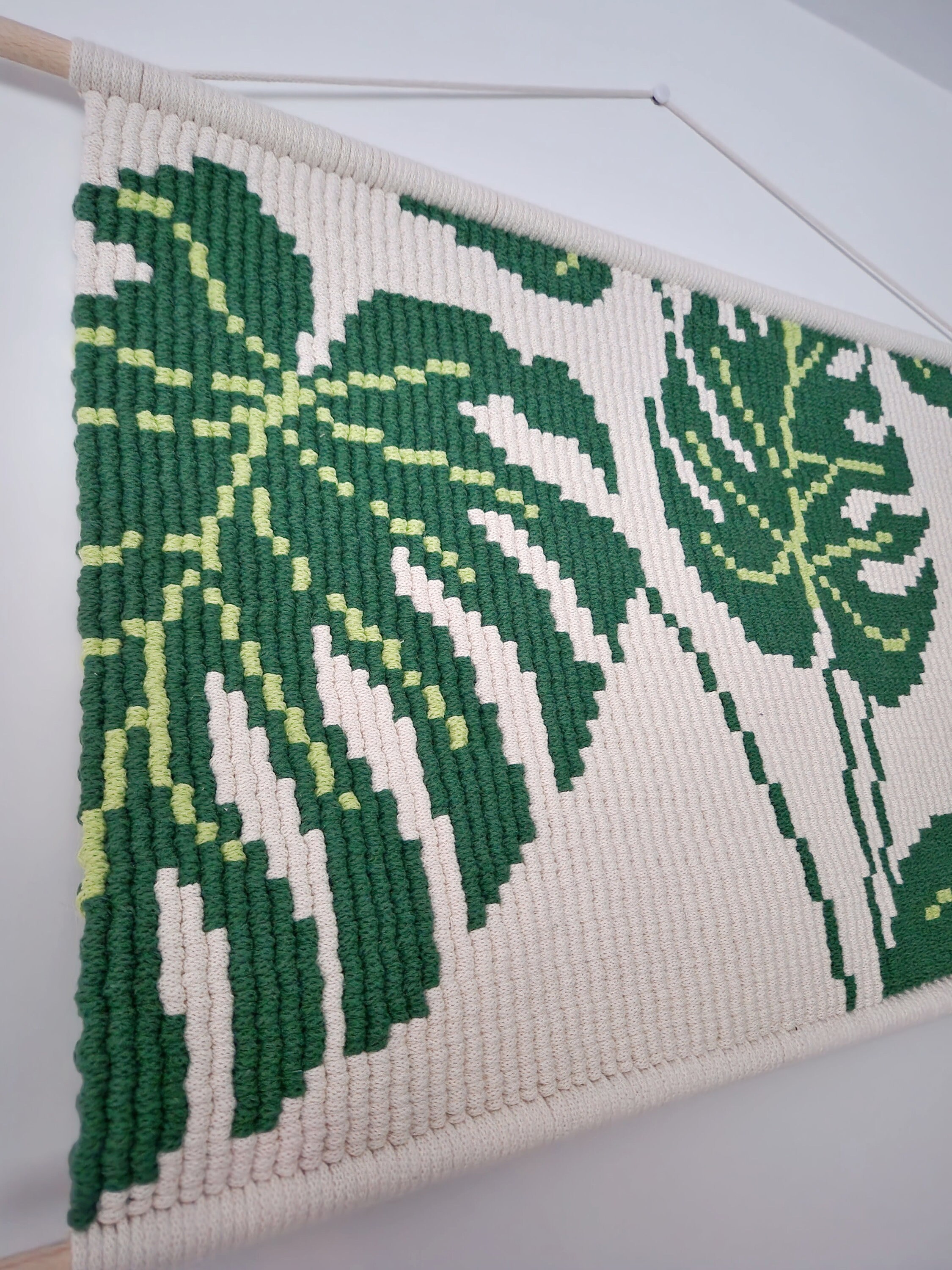 Monstera Wall Art | Macrame Pixel Art Wallhanging - Etsy