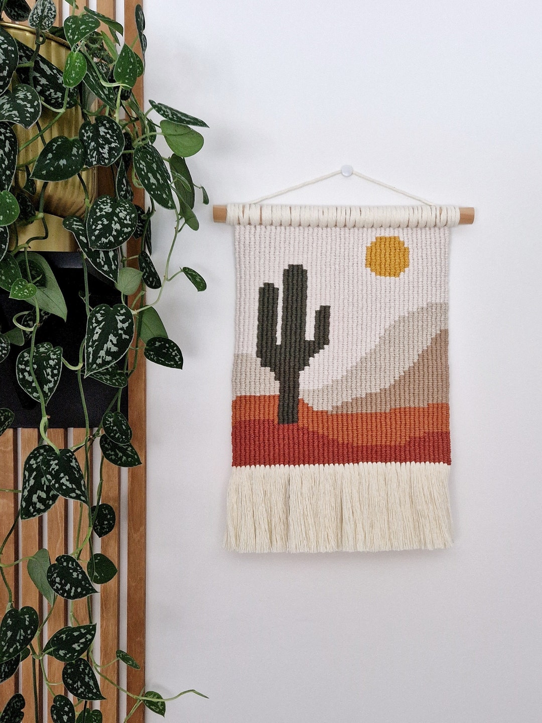 Cactus/desert Landscape 2 | Macrame Pixel Art Wallhanging - Etsy