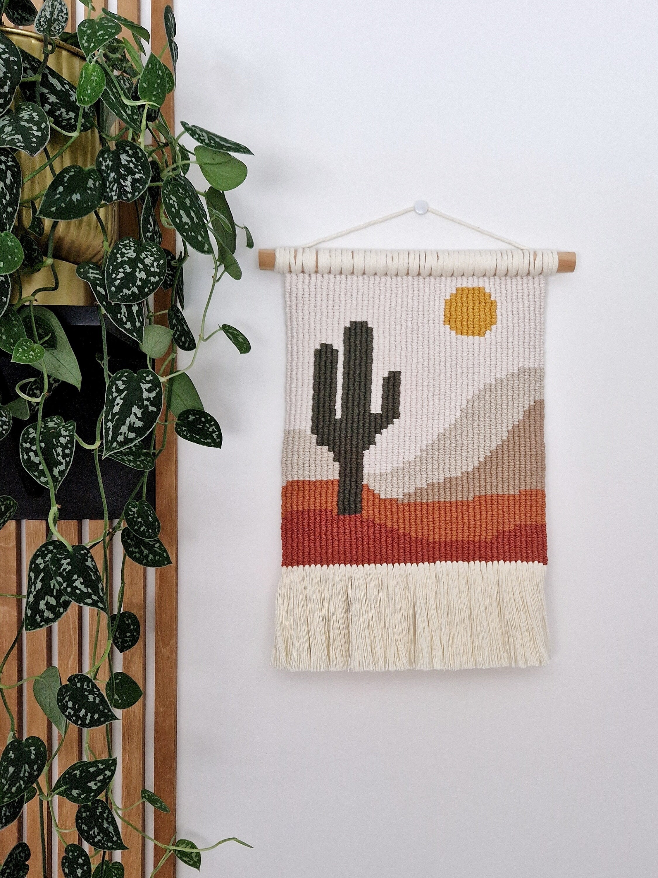 Cactus/desert Landscape 2 | Macrame Pixel Art Wallhanging - Etsy