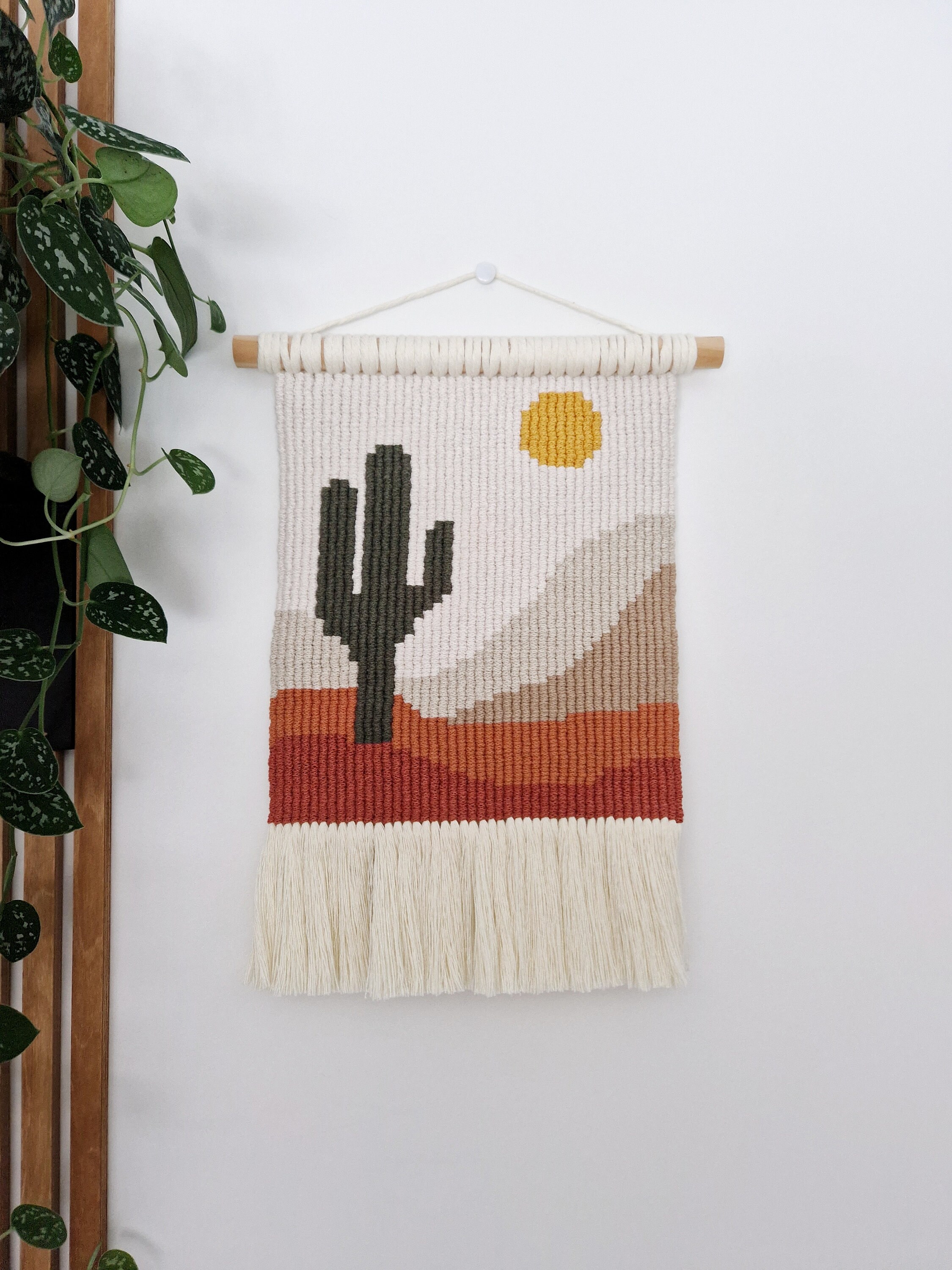 Cactus/desert Landscape 2 | Macrame Pixel Art Wallhanging - Etsy