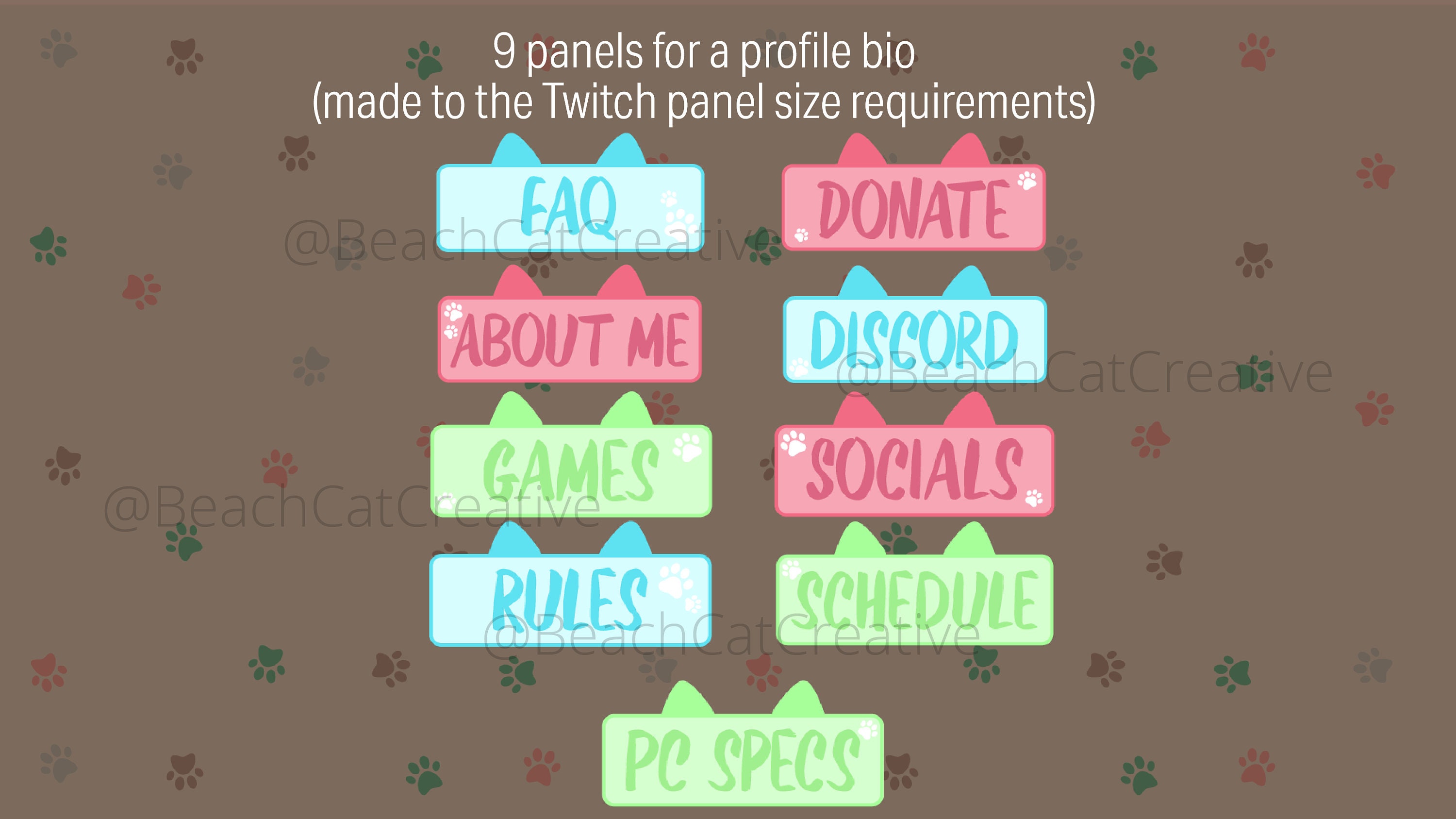 Cat Twitch Streaming Overlay Package (static) - Etsy