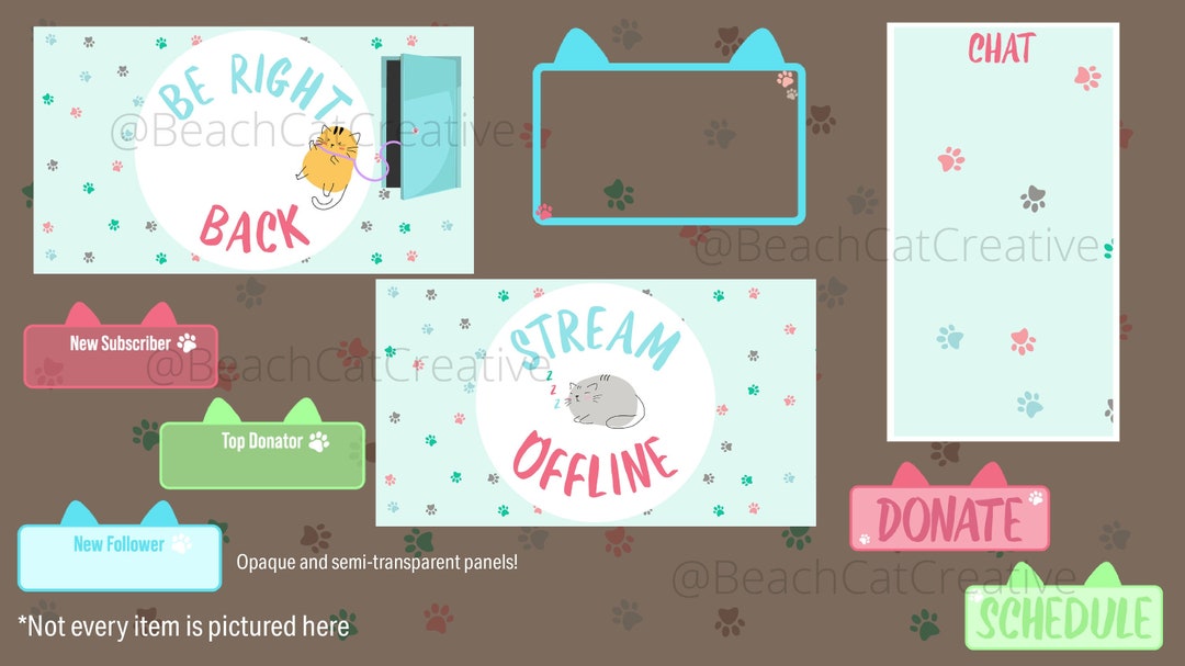 Cat Twitch Streaming Overlay Package (static) - Etsy
