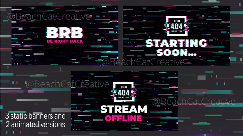 Animated Glitch Twitch Streaming Package - Etsy