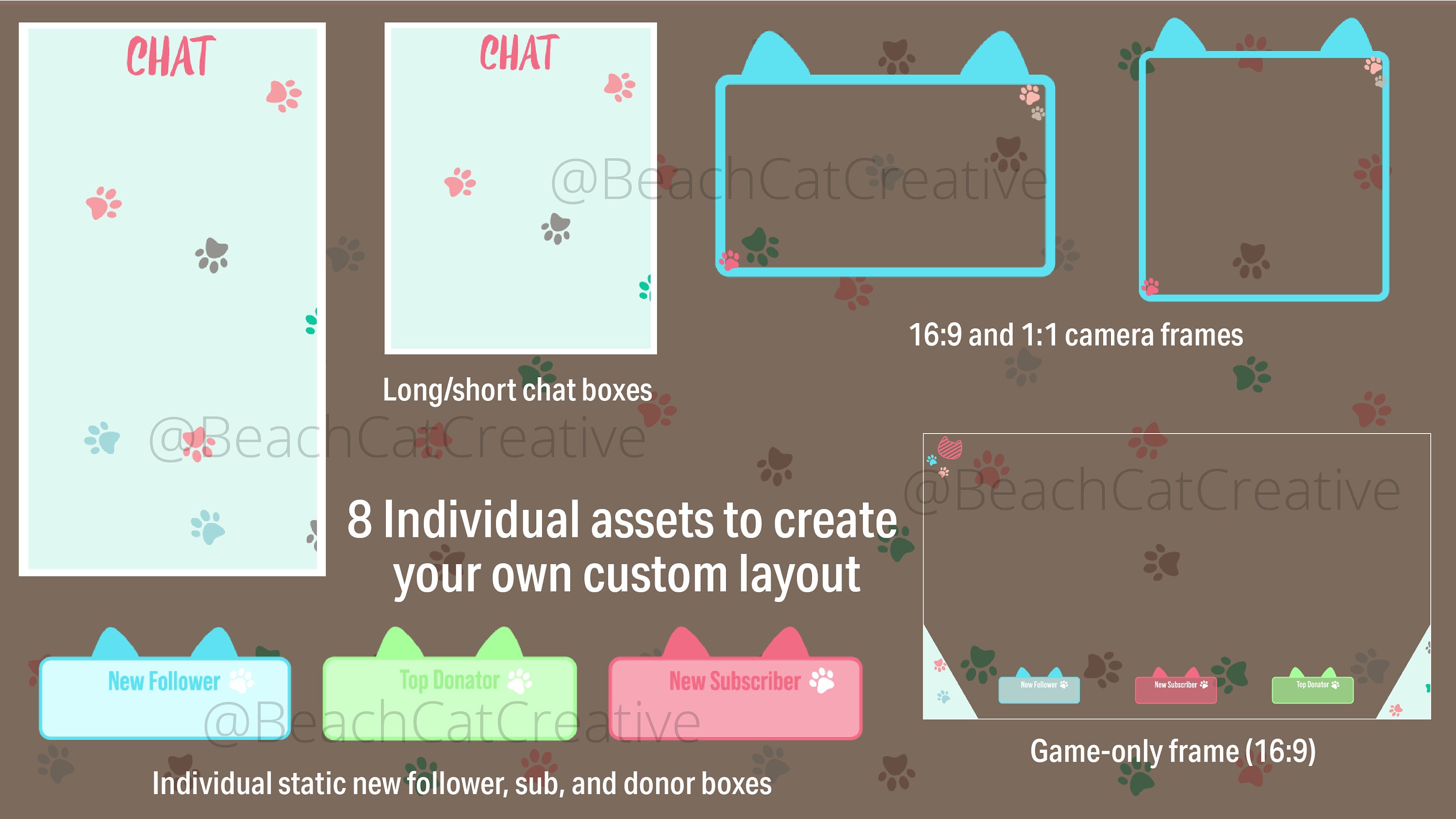 Cat Twitch Streaming Overlay Package (static) - Etsy