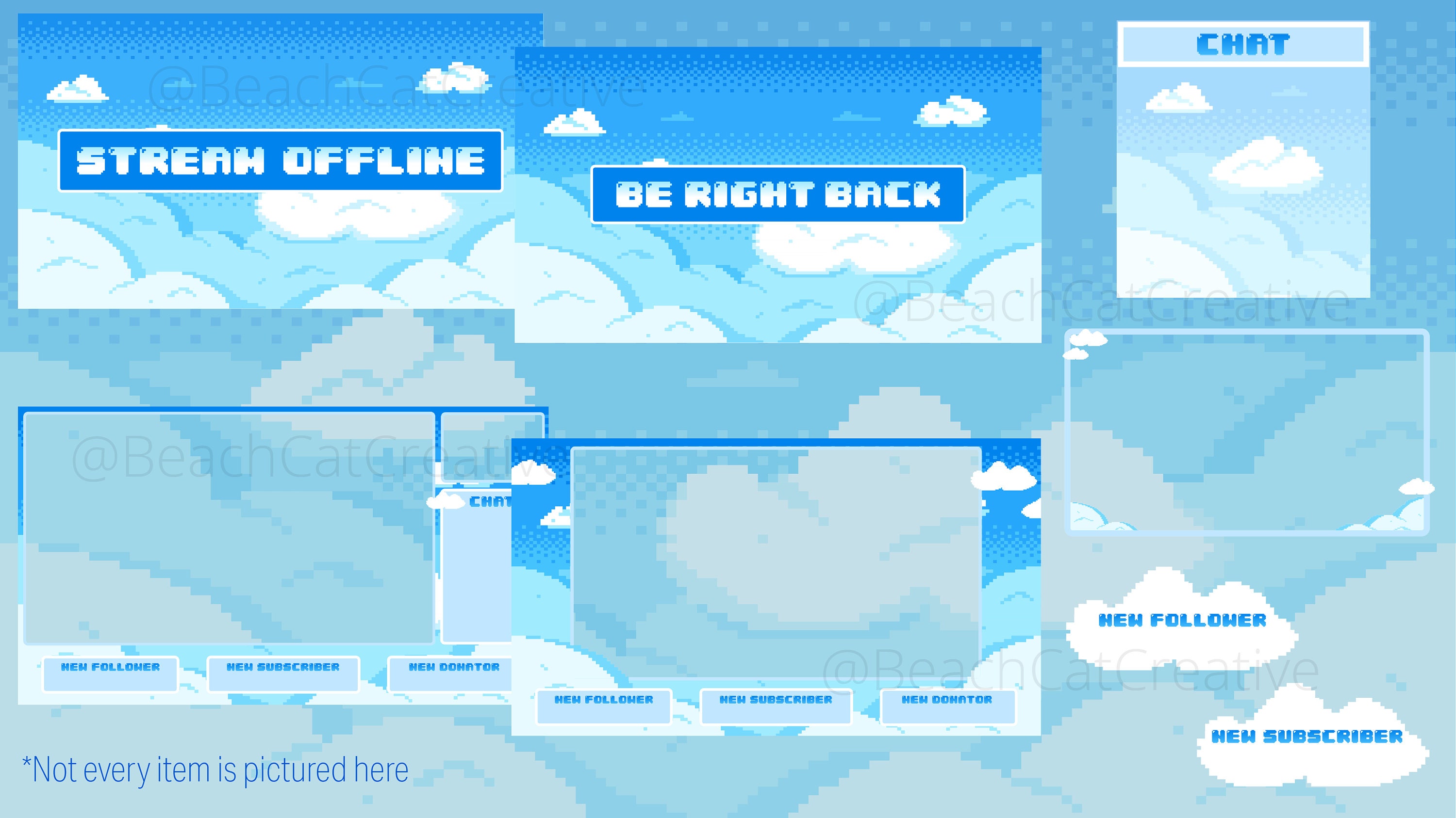 Animated Pixel Cloud Twitch Overlay Package Animated Banners | Etsy