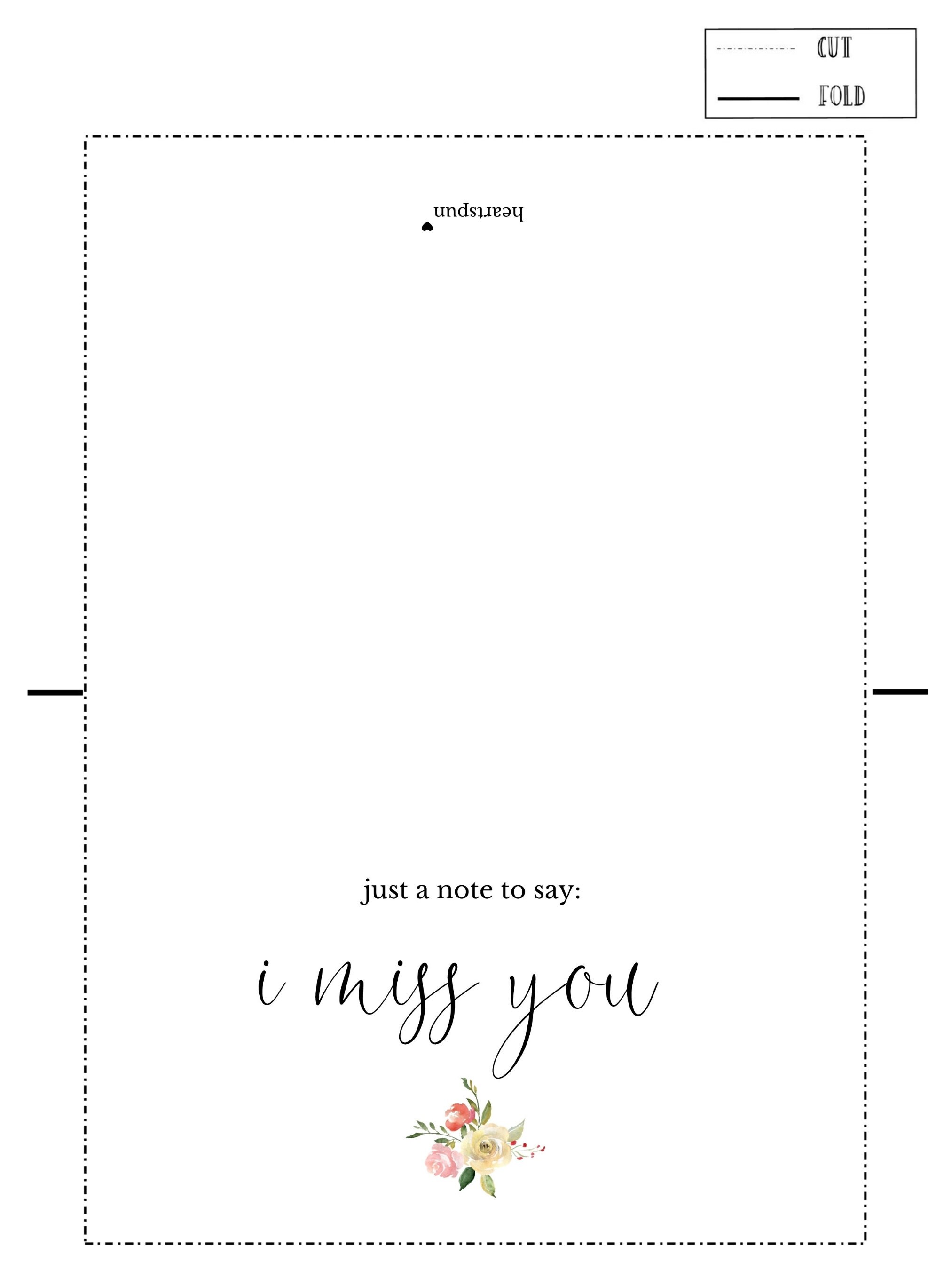 I Miss You Printable Card, Downloadable Card, Instant Download ...