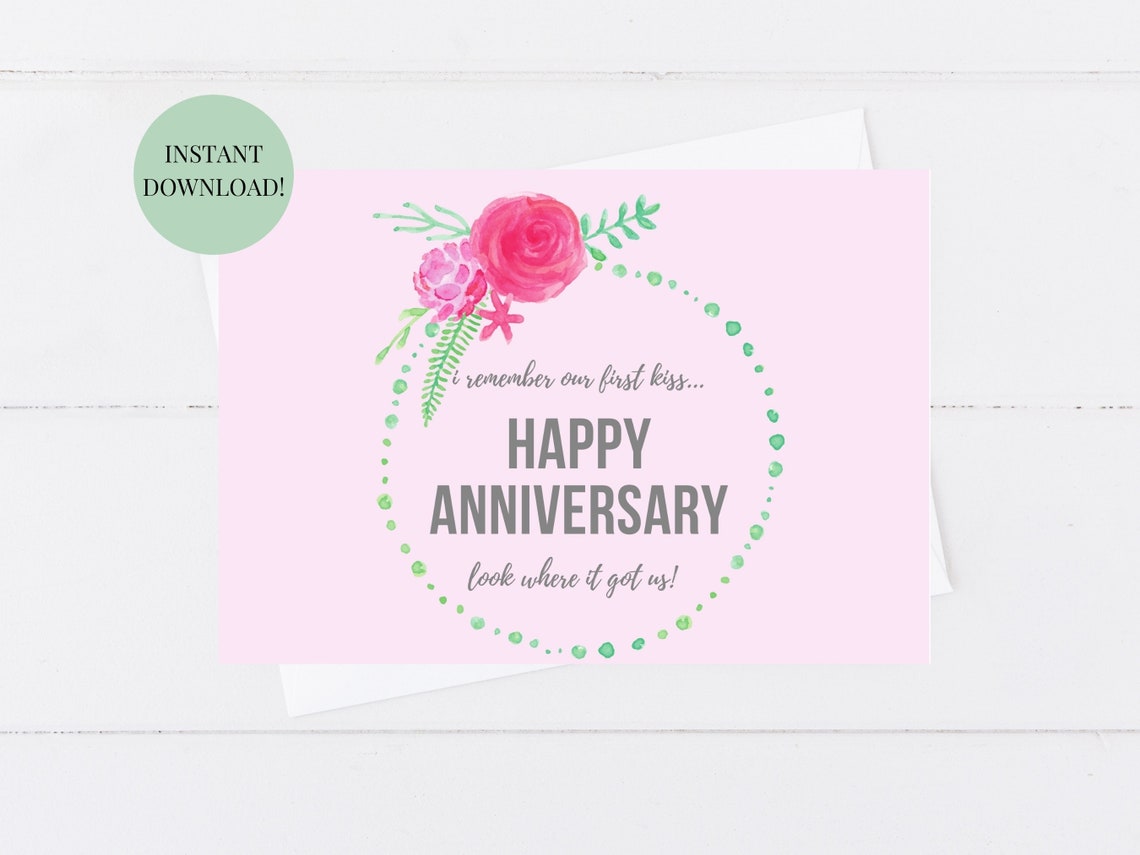 Happy anniversary card first kiss card sentimental | Etsy