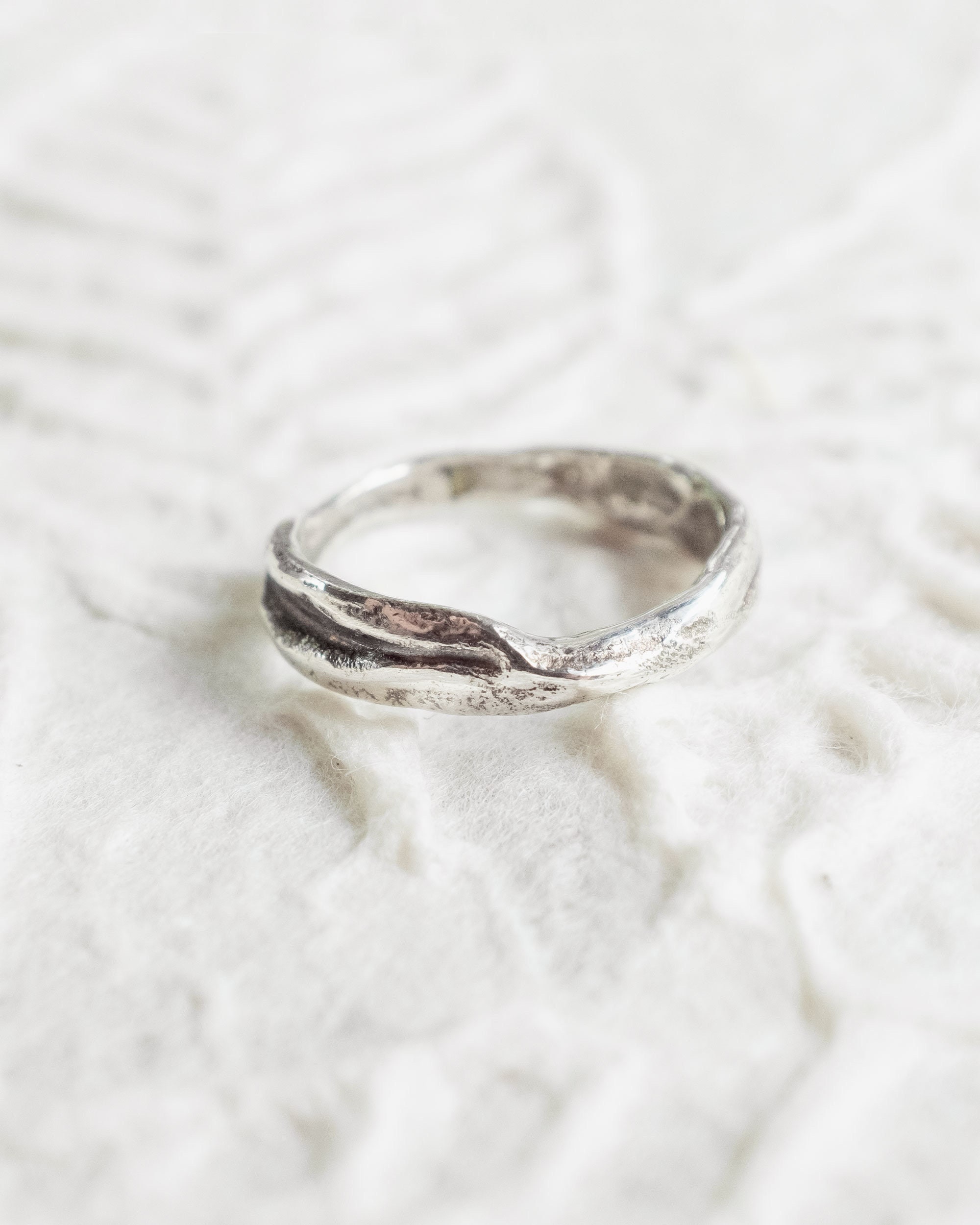 Minimalist Organic Shaped Stackable Silver Rings, Rustic Pure Silver ...