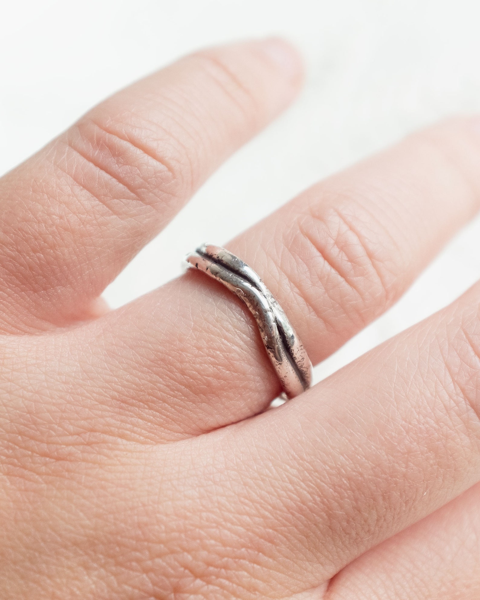 Minimalist Organic Shaped Stackable Silver Rings, Rustic Pure Silver ...