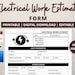 Electrical Estimate Form | Electrical Estimating Sheets | Printable Job ...