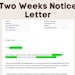 Professional Two Weeks Notice Letter Template - Etsy