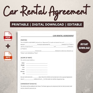 Car Rental Agreement | Vehicle Rental Agreement Form | Car Lease ...