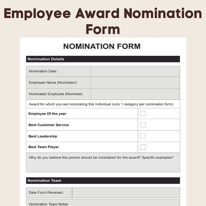Nomination Template - Etsy