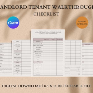 Landlord Tenant Walkthrough Checklist: Editable Rental Inspection Form ...