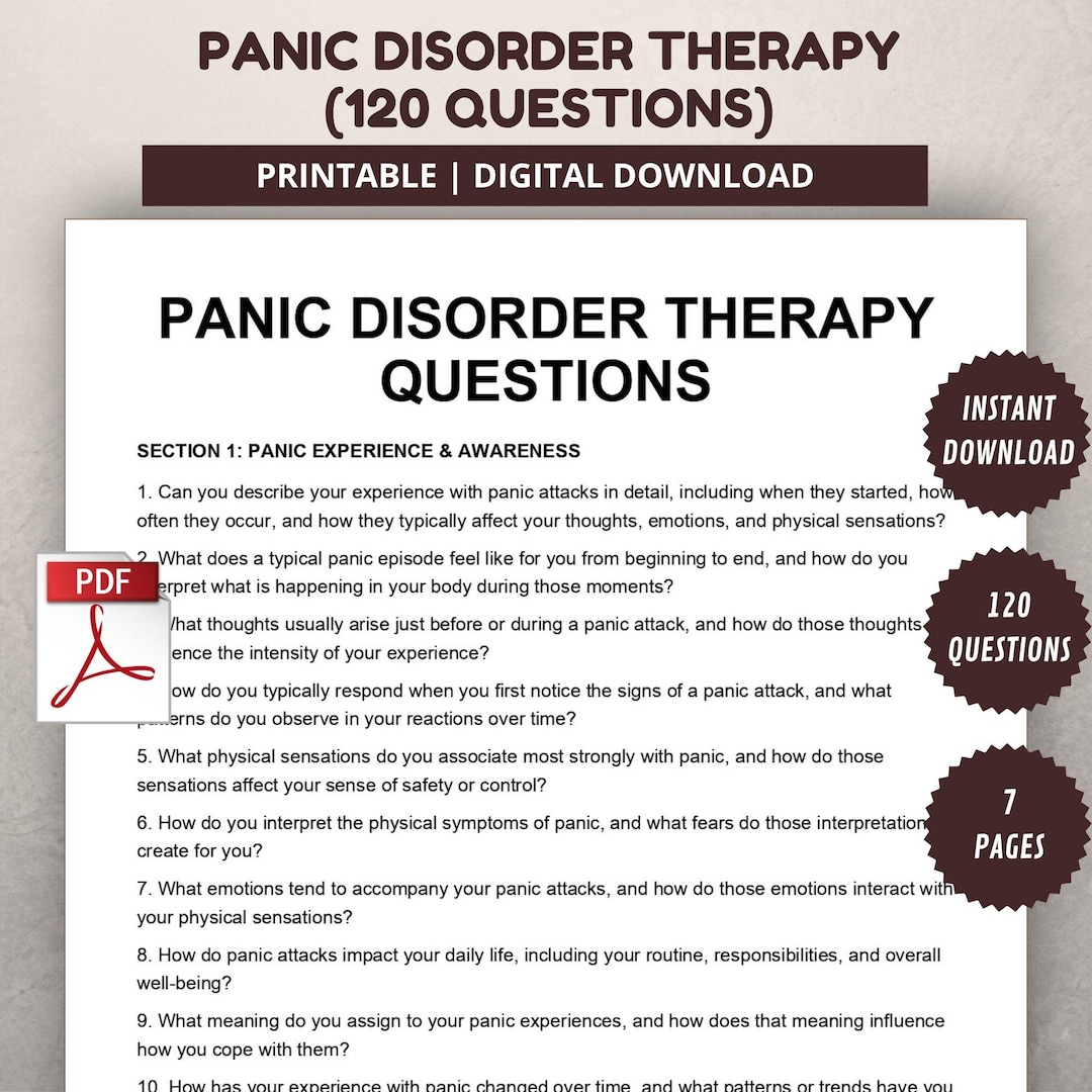 Panic Disorder Therapy Questions PDF - Etsy