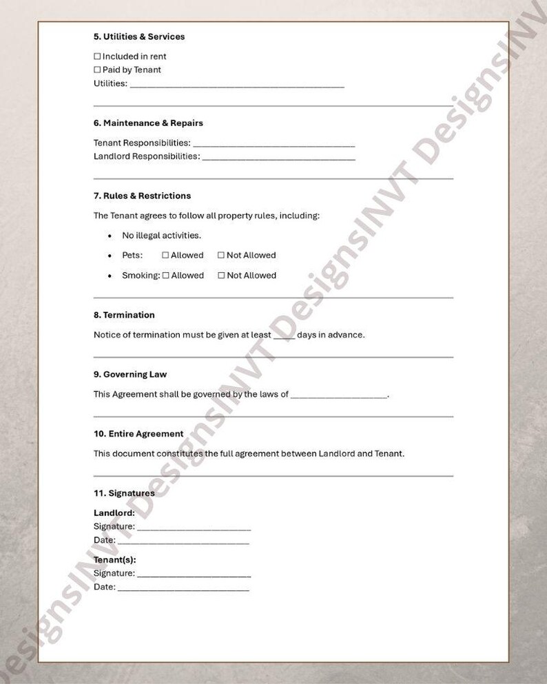 Basic Rental Agreement Template | Residential Lease Contract ...