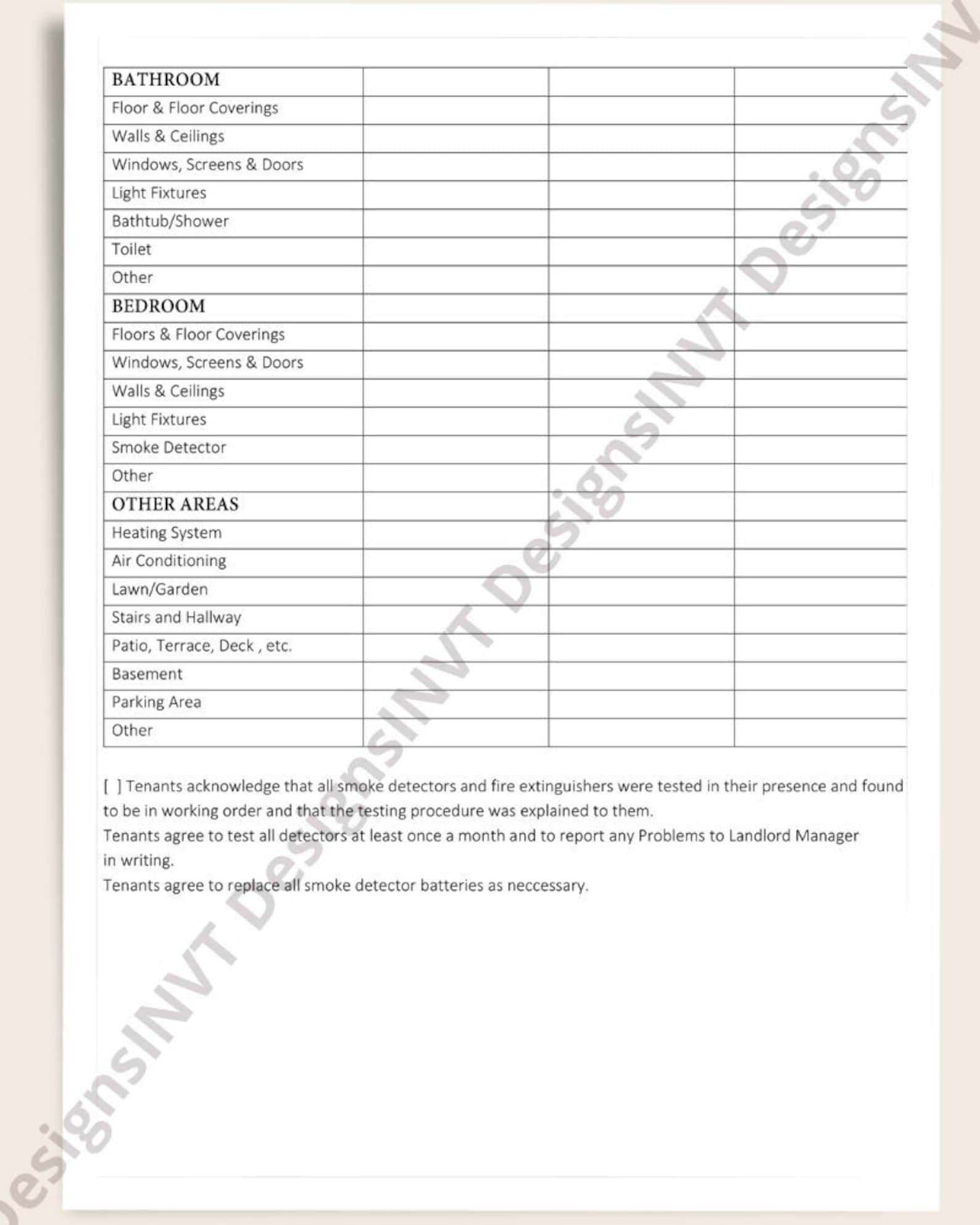 Landlord Tenant Walkthrough Checklist | Printable PDF File | Editable ... Landlord Tenant Walkthrough Checklist | Printable PDF File | Editable ...