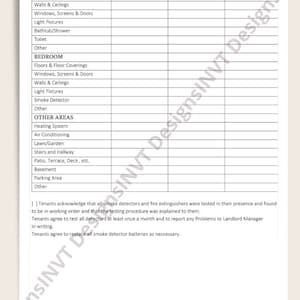 Landlord Tenant Walkthrough Checklist | Printable PDF File | Editable ...