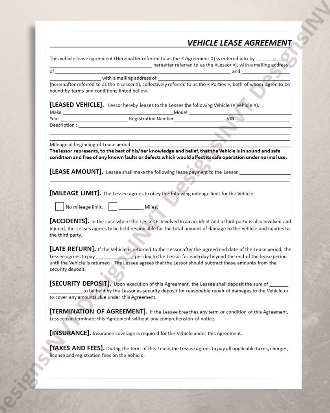 Vehicle Rental Agreement | Car Rental Agreement Form | Car Rentals ...