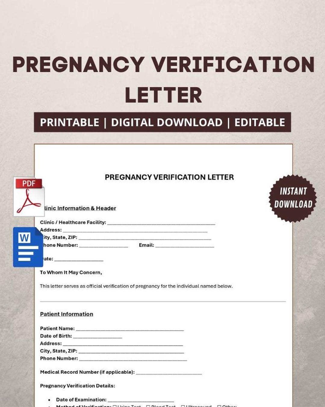 Pregnancy Verification Letter Template | Doctor Confirmation of ...