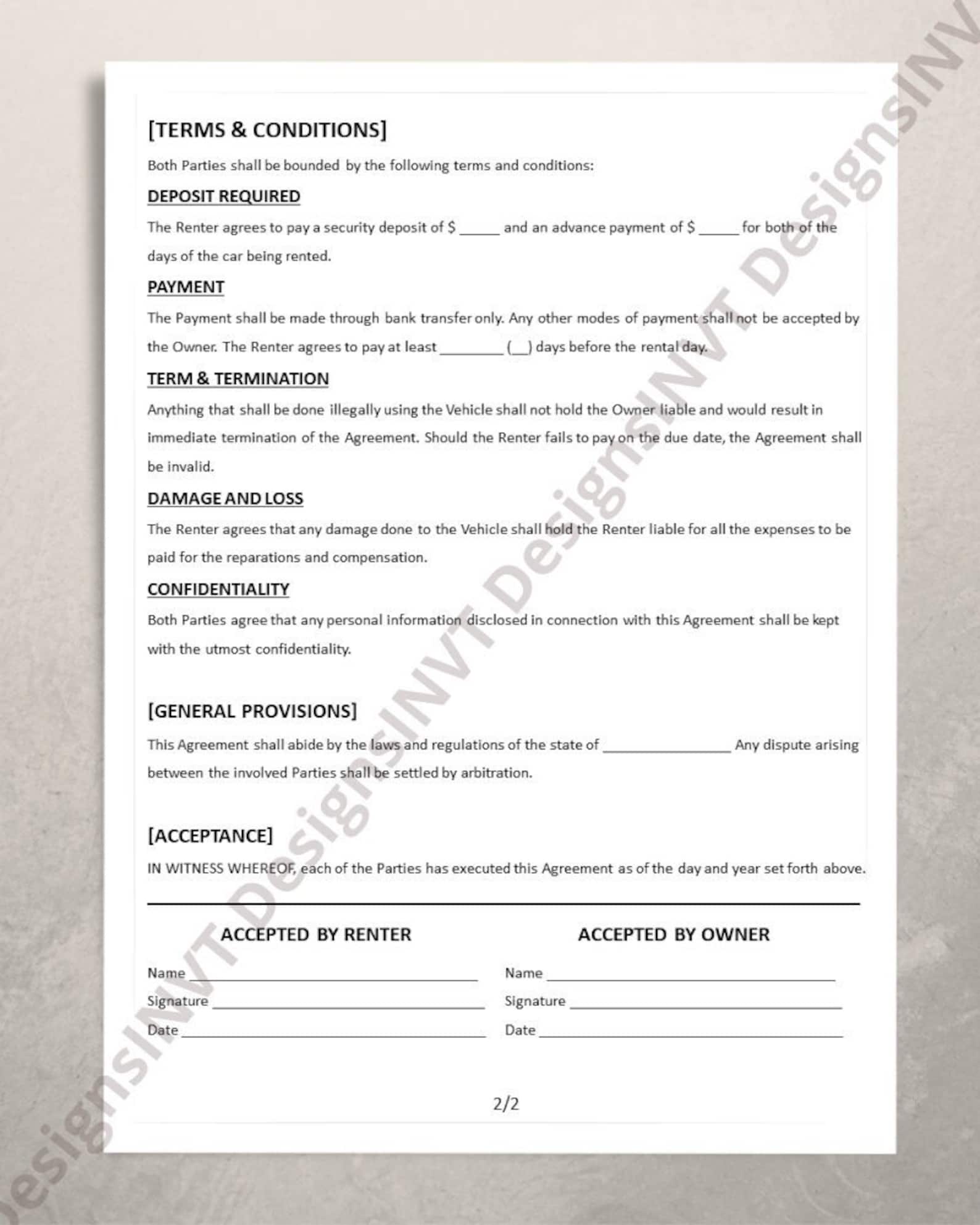 Car Rental Agreement | Vehicle Rental Agreement Form | Car Lease ...