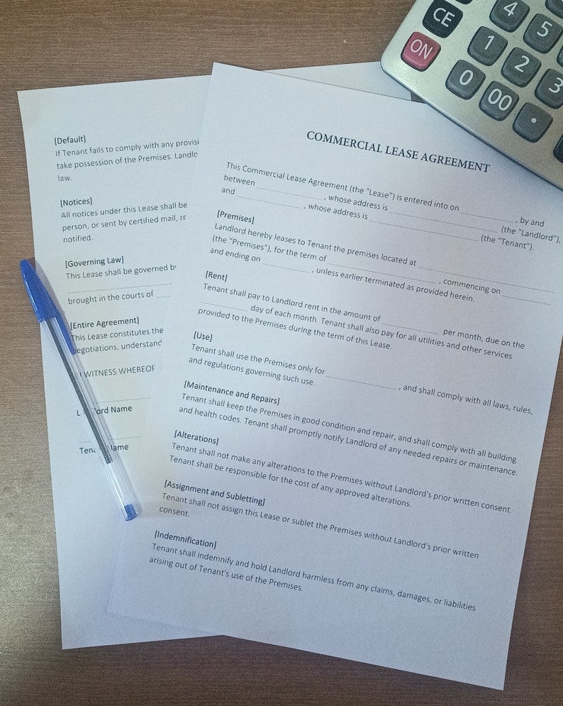 Professional Commercial Lease Agreement | Instant Download - Etsy