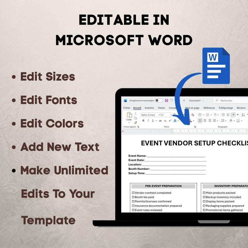 Event Vendor Setup Checklist Template - Etsy