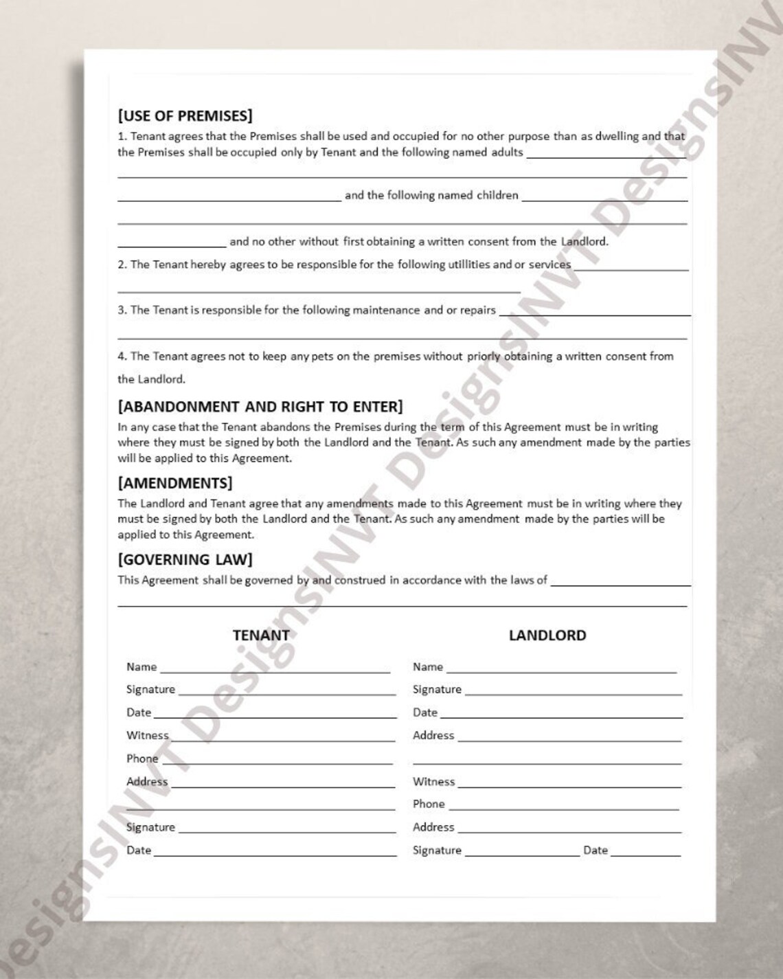 Rental Lease Agreement Form | Lease Contract Template | Editable ...
