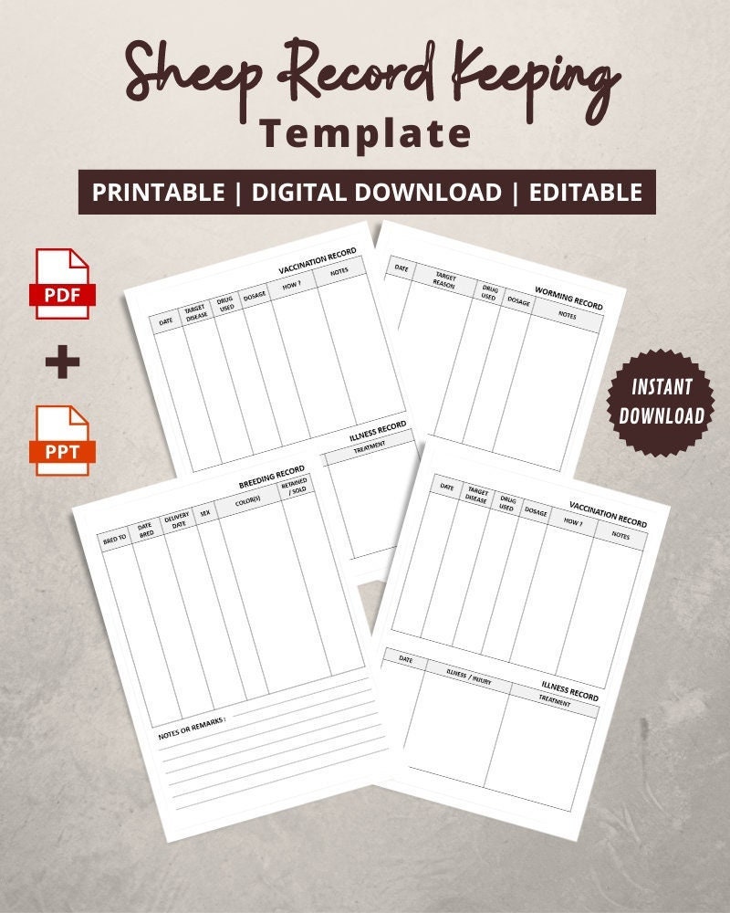 Sheep Record Keeping Template: Editable Farmer Records (PDF & PPT) - Etsy