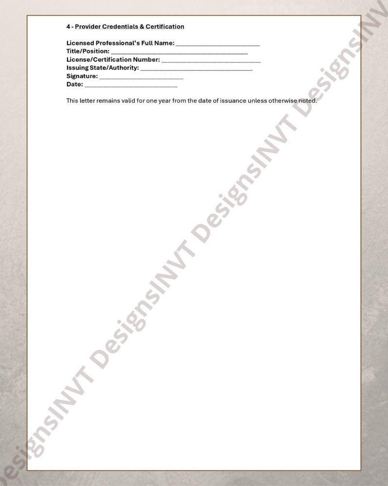 Editable Emotional Support Animal Letter Template for Landlords (PDF ...