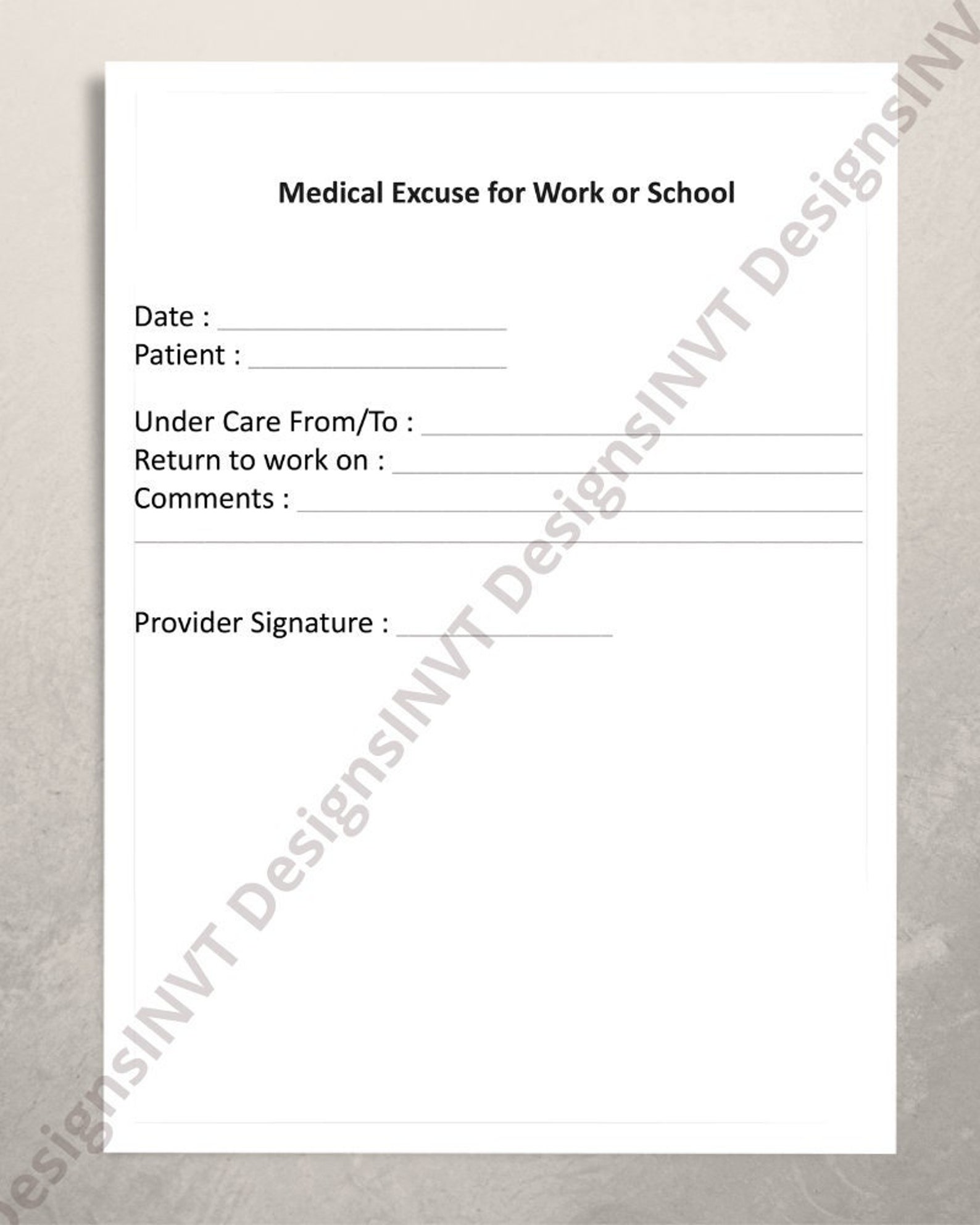 Medical Excuse for Work or School | School Excuse Absent | Work Excuse ...