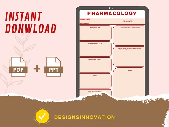 Nursing Pharmacology Medication Template Printable Nursing - Etsy