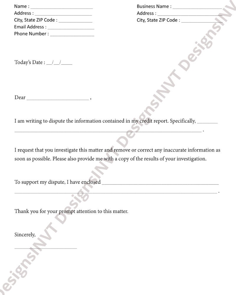 Professional Credit Report Dispute Letter Template | Editable MS WORD ...
