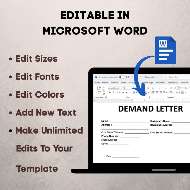 Editable Demand Letter Template - Etsy