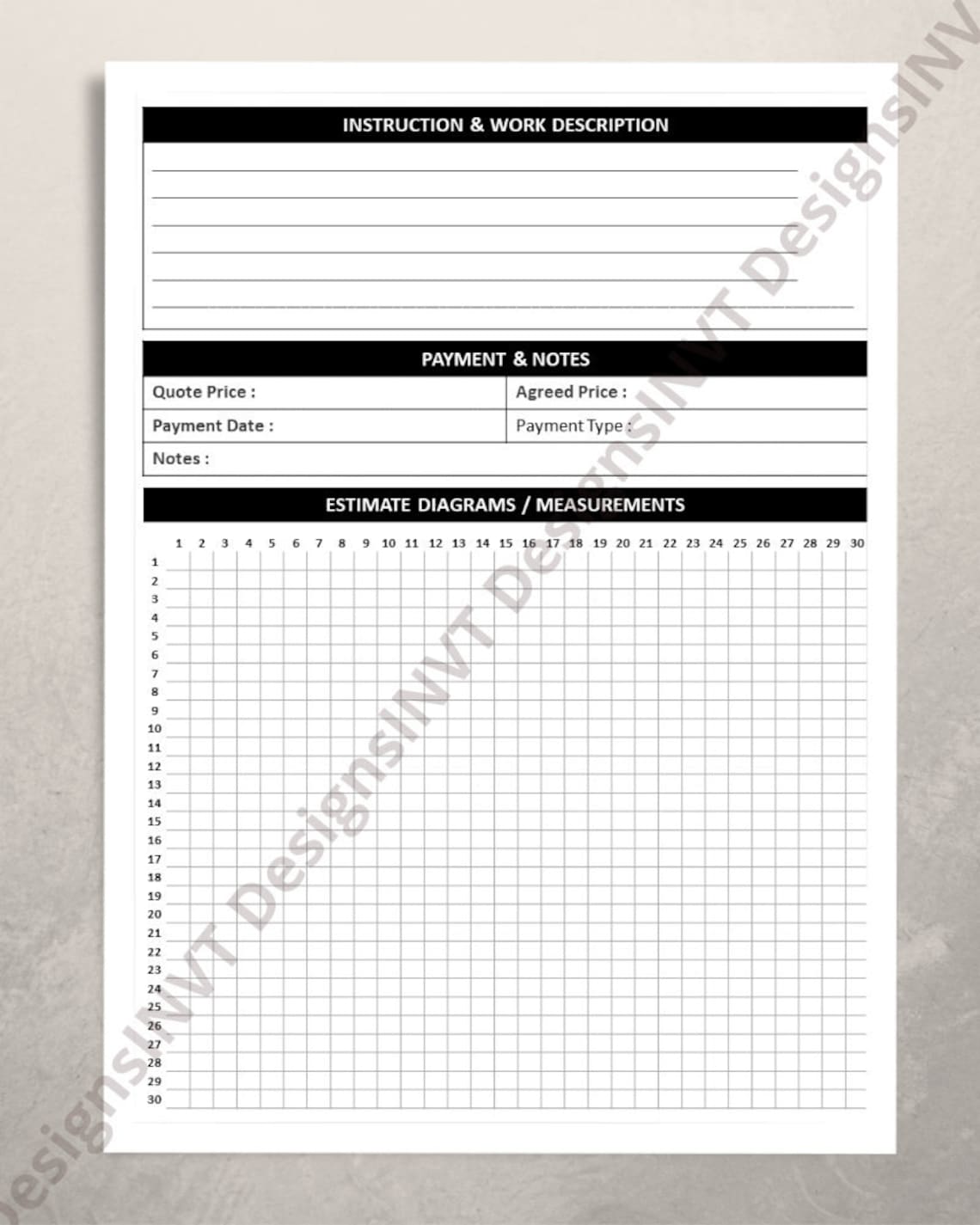 Painting Estimate Form: Printable Job Quote Template (PDF, PPT) - Etsy