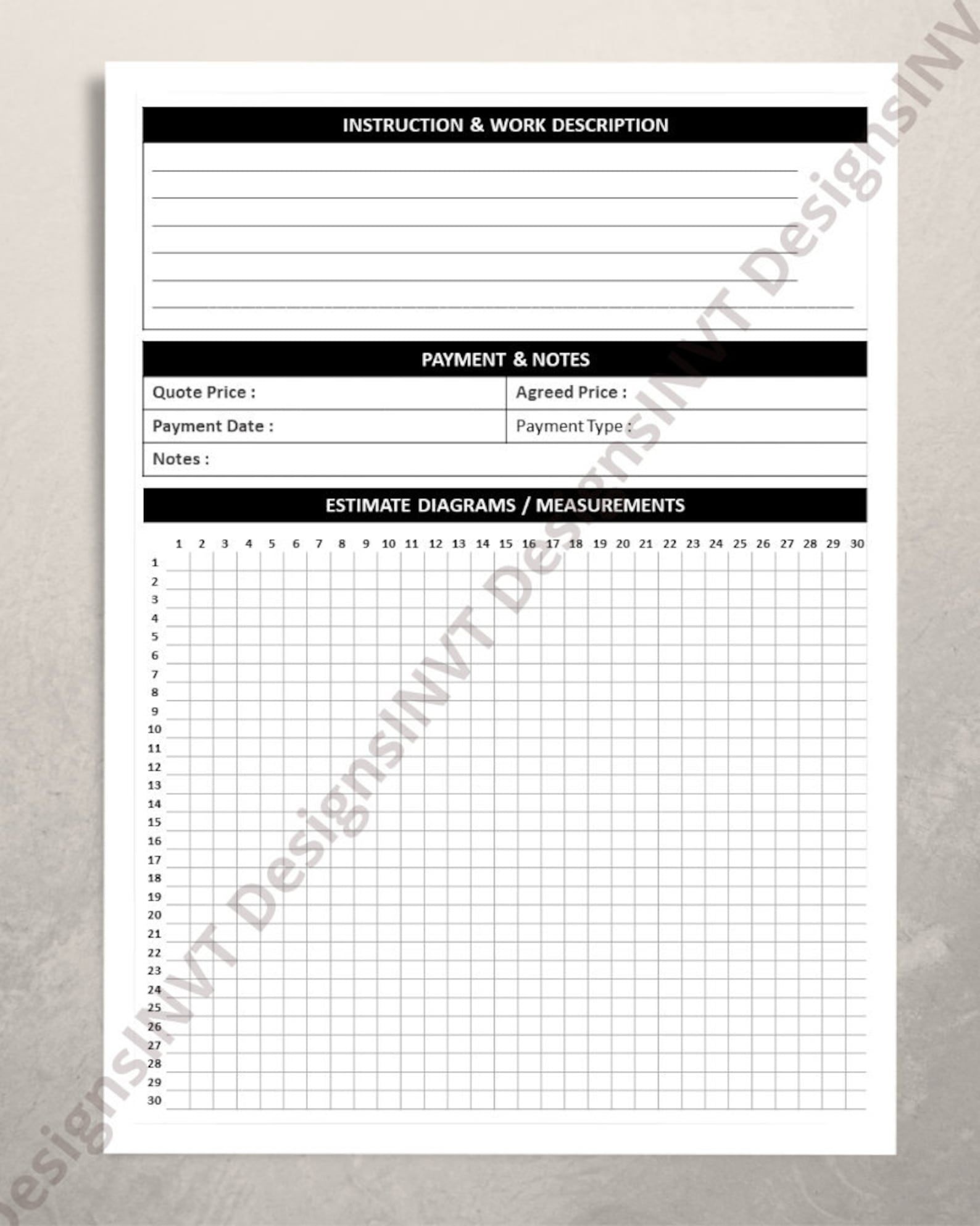 Painting Estimate Form: Printable Job Quote Template (PDF, PPT) - Etsy