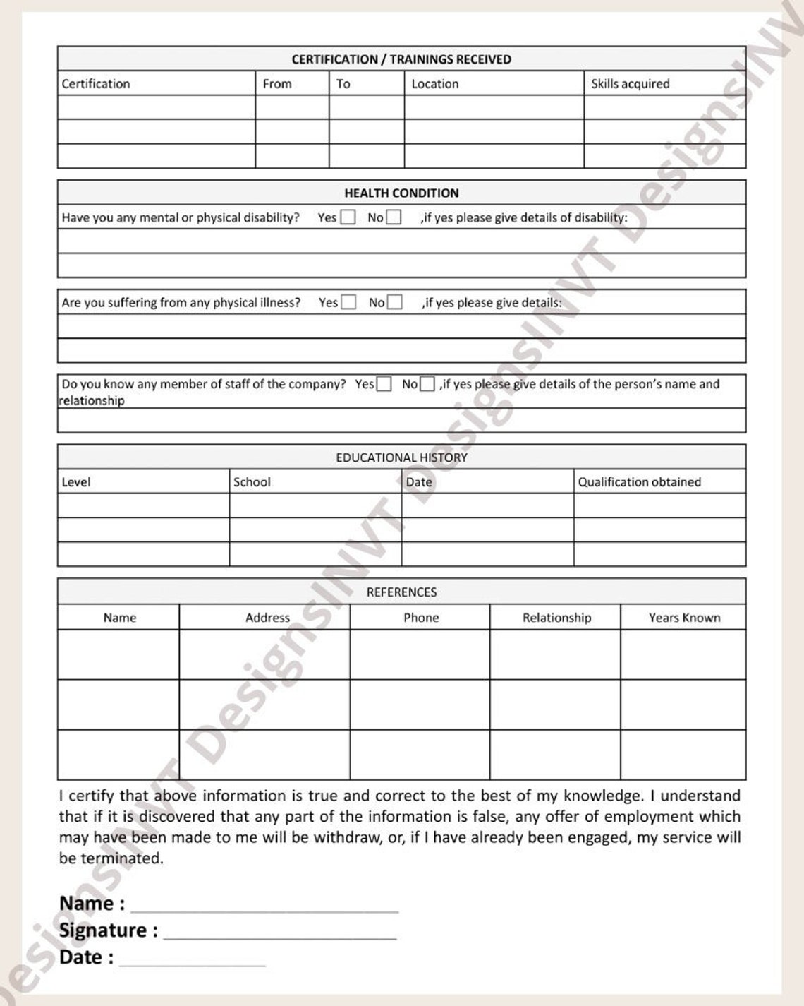 Editable Employee Information Form | New Hire Employee Information Form ... Editable Employee Information Form | New Hire Employee Information Form ...