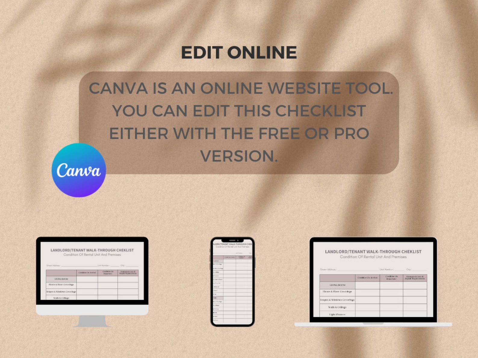Landlord Tenant Walkthrough Checklist: Editable Rental Inspection Form (CANVA File) - Etsy