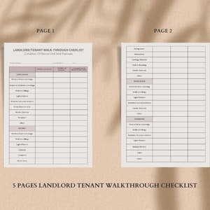 Landlord Tenant Walkthrough Checklist: Editable Rental Inspection Form ...