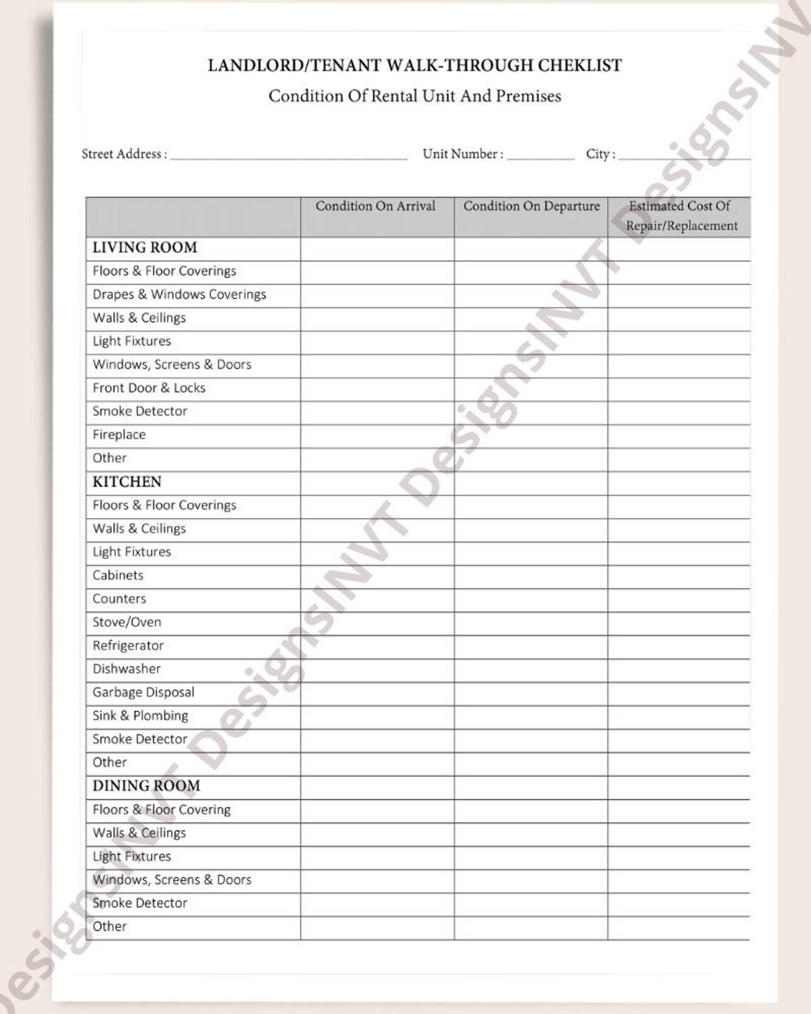 Landlord Tenant Walkthrough Checklist | Printable PDF File | Editable ... Landlord Tenant Walkthrough Checklist | Printable PDF File | Editable ...