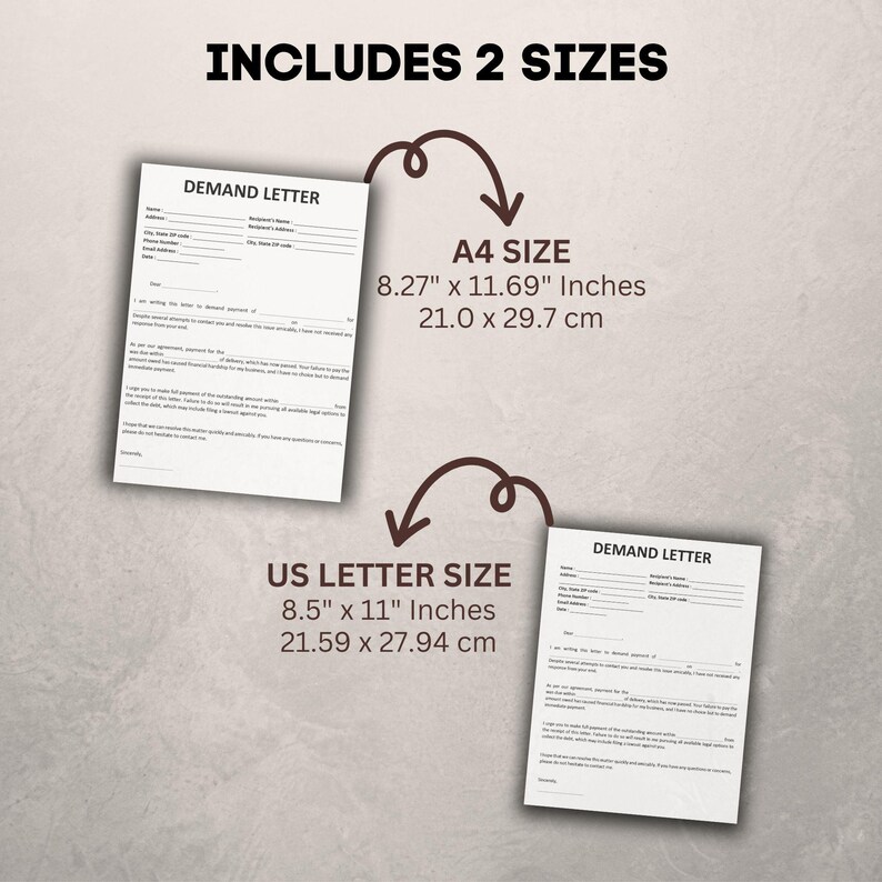 Editable Demand Letter Template - Etsy